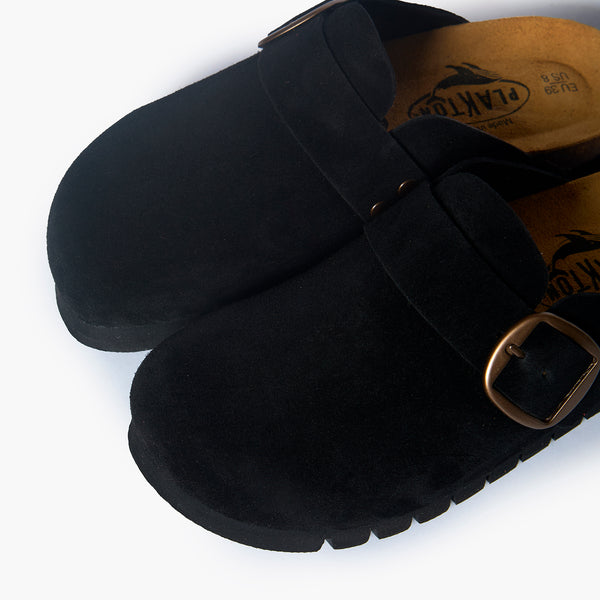 Bell Clog in Black Suede – Plakton Footwear